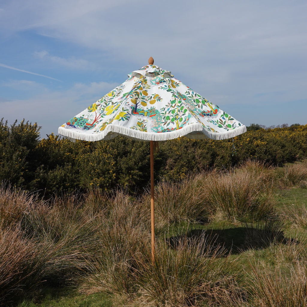 Josef Frank Citrus Garden white parasol – Plia Parasols